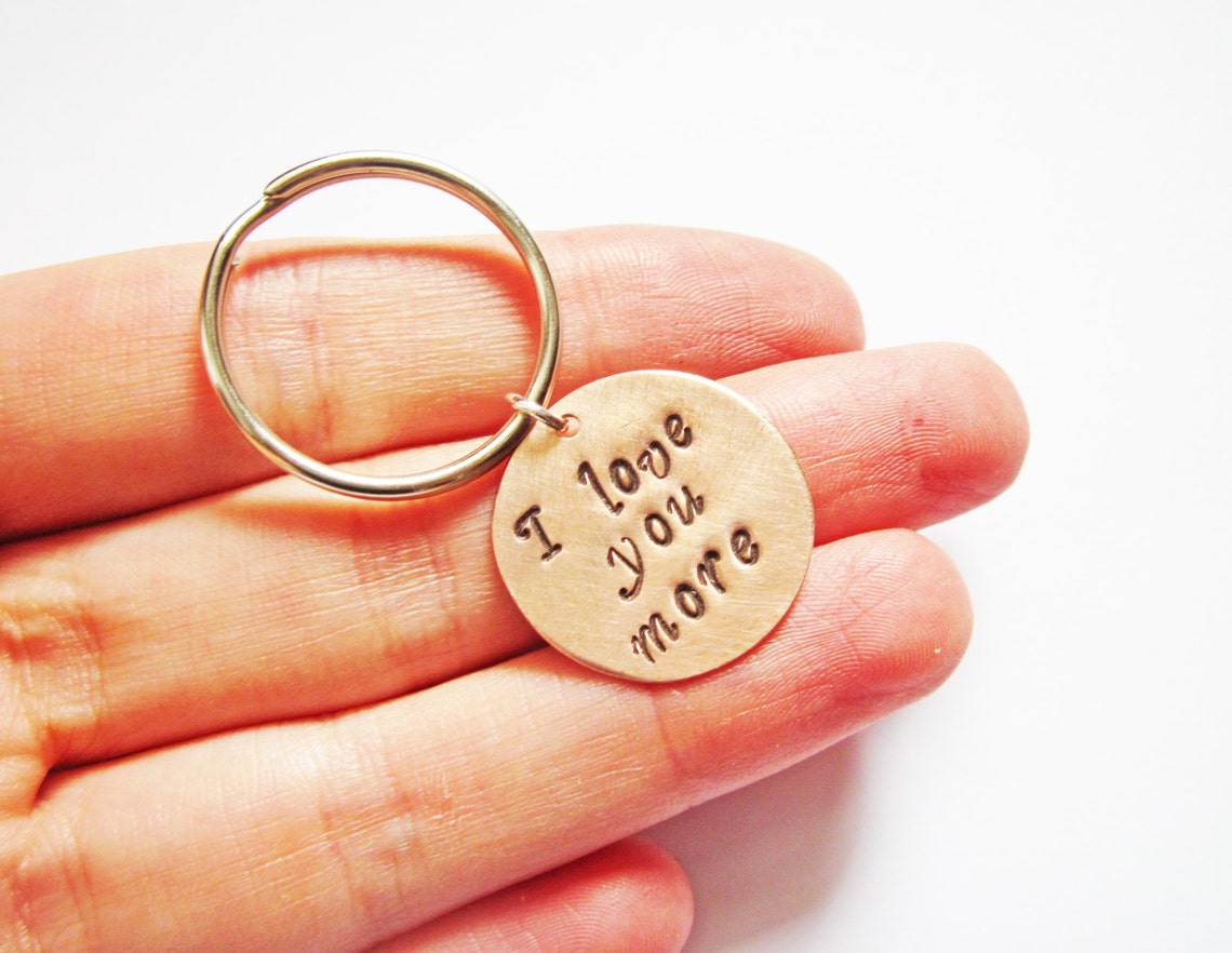 I love you more Keychain Personalized Keychain Metal | Etsy