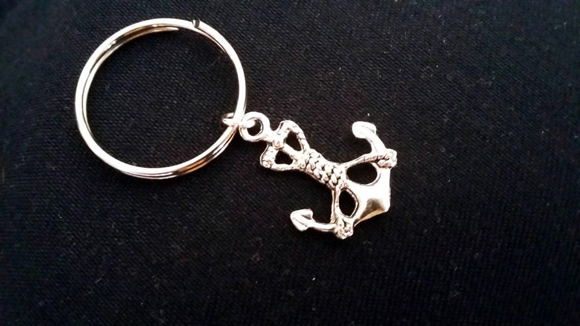 Anchor Keychain Roped Anchor Charm Silver Keychain Silver - Etsy