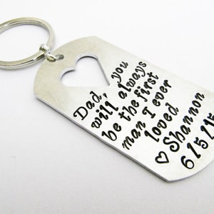 Daddy Gift for Him, Personalized Keychain, Heart Cut Out Keyring for ...