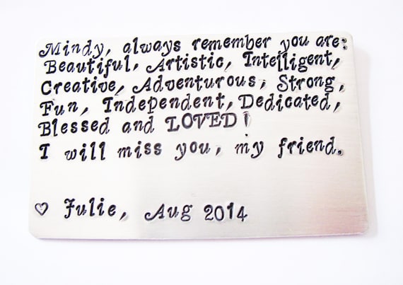 Personalized Wallet Insert Card Best Friends Aluminum | Etsy