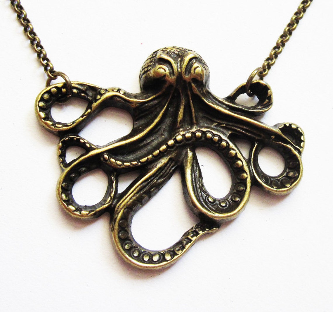 Brass Octopus Necklace Octopus Jewelry Necklace Large - Etsy