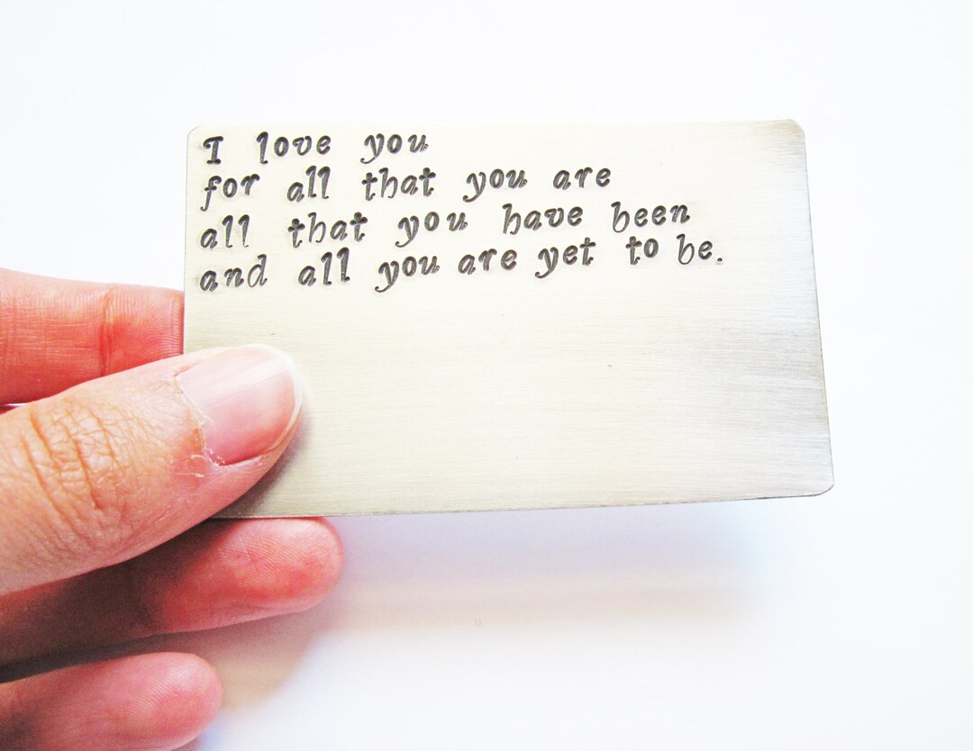 Hand Stamped Aluminum Wallet Insert Card, Credit Card Size ...
