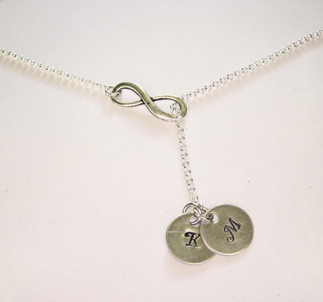 Personalized Initial Silver Infinity Necklace, Initial Charm Necklace ...