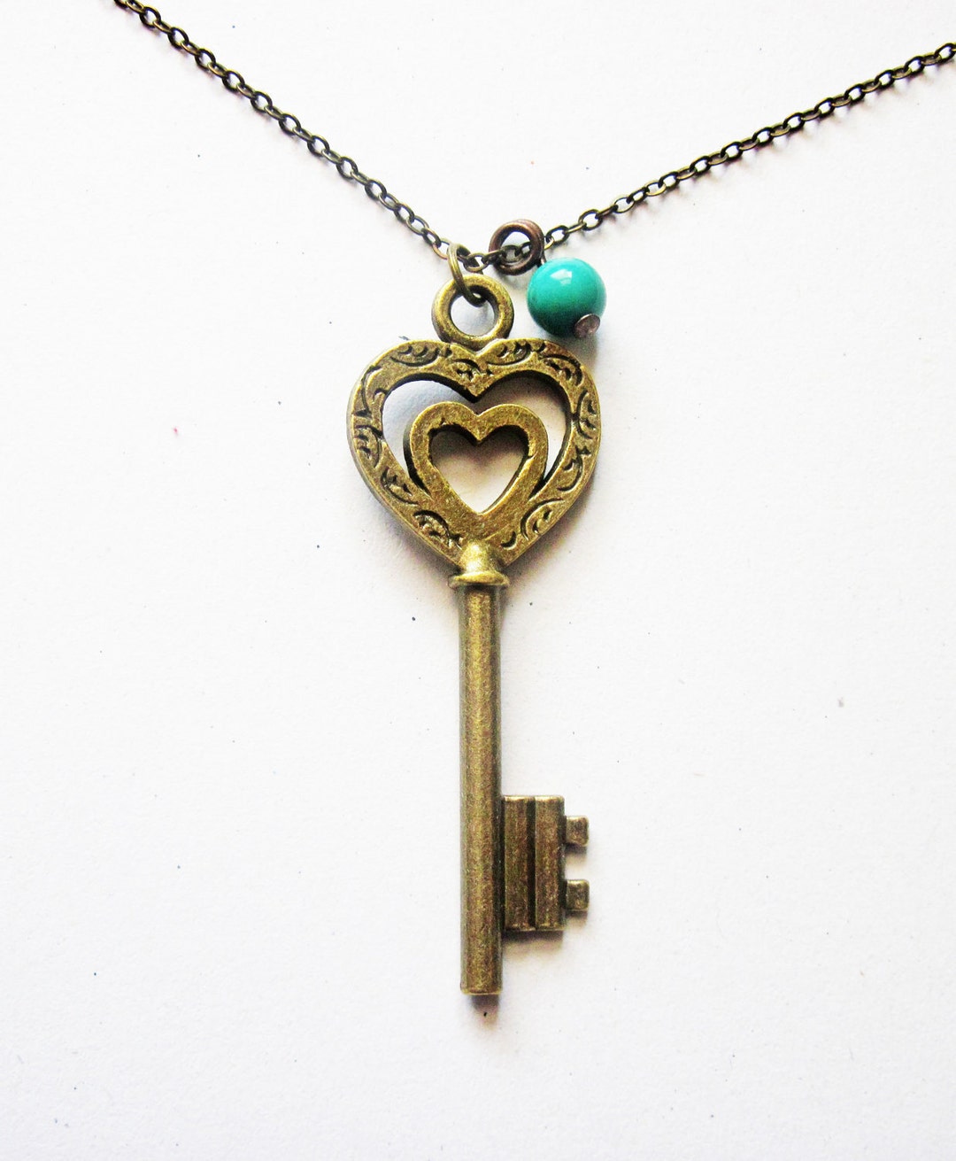 Skeleton Key Necklace, Heart Key Necklace, Key Pendant, Skeleton Key ...