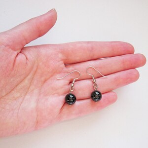 Black Beaded Earrings, Black Dangle Earrings, Elegant Earrings, Tiny ...