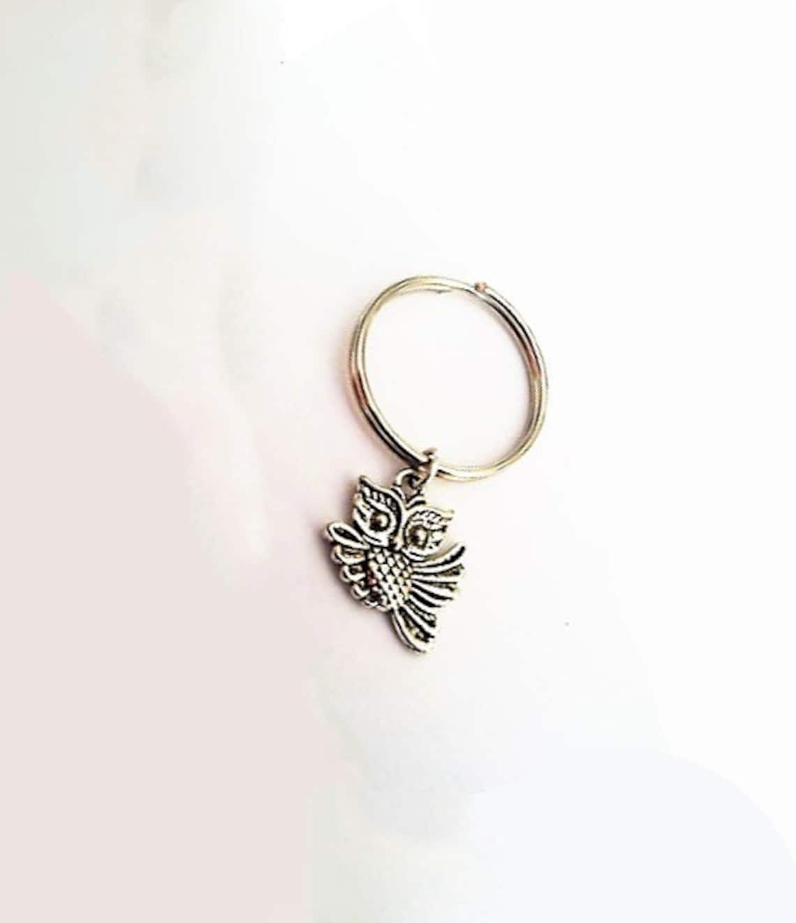 Owl Keychain, Silver Keychain, Owl Charm, Owl Key Ring, Friendship Key ...