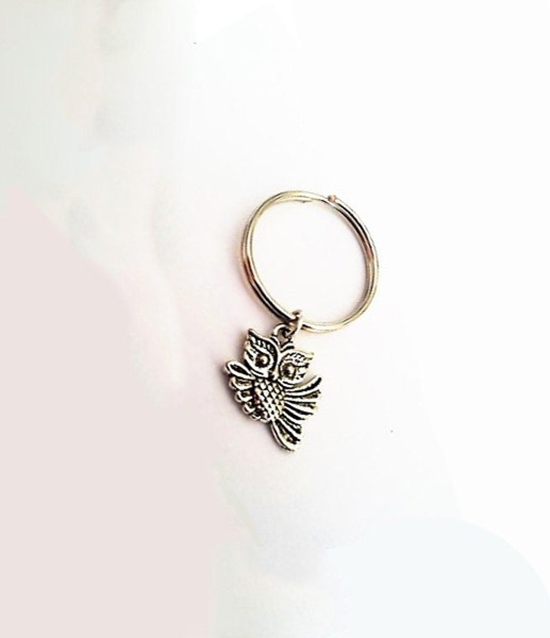Owl Keychain Silver Keychain Owl Charm Owl Key Ring - Etsy
