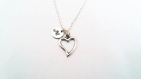 Initial Necklace Heart charm personalized necklace Monogram | Etsy