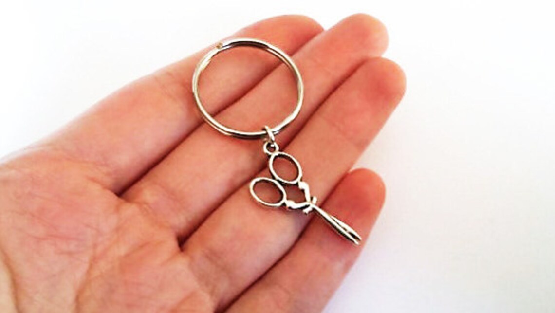 Scissors Keychain Silver Keychain Scissors Charm Sewing Key - Etsy
