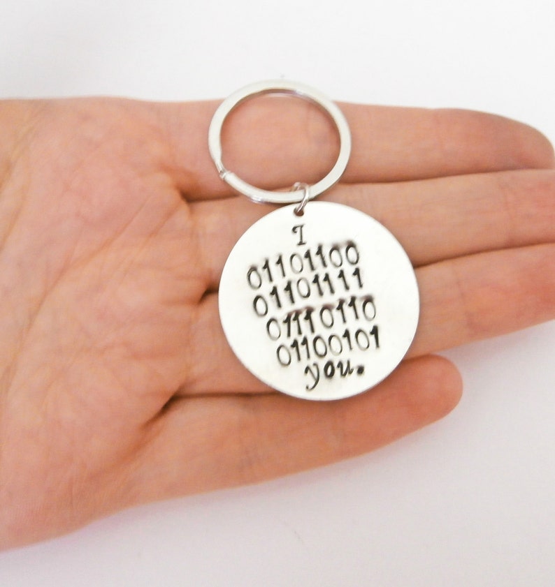 Binary Code Key Chain I Love You in Binary Code Silver - Etsy