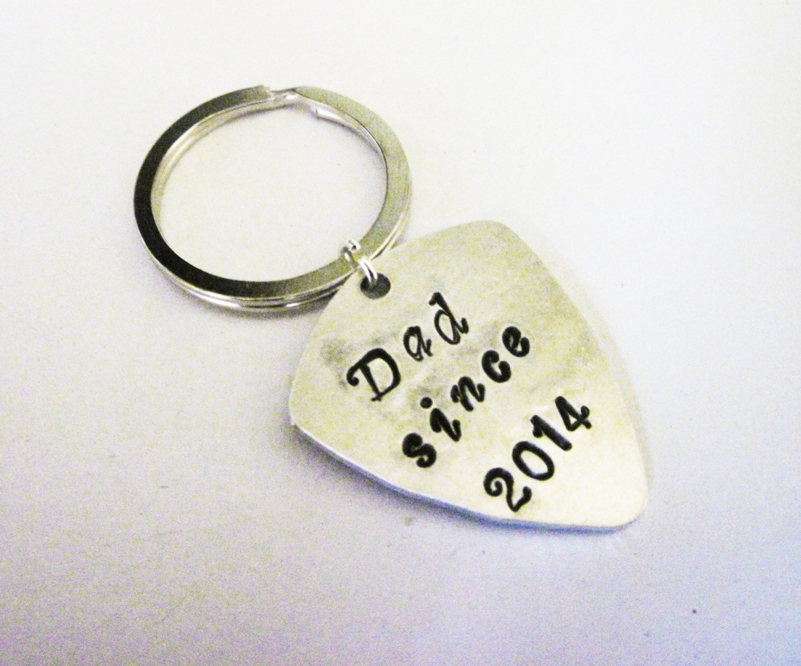 Personalized Guitar Pick Keychain Custom Dad Est. Gift Hand Stamped ...