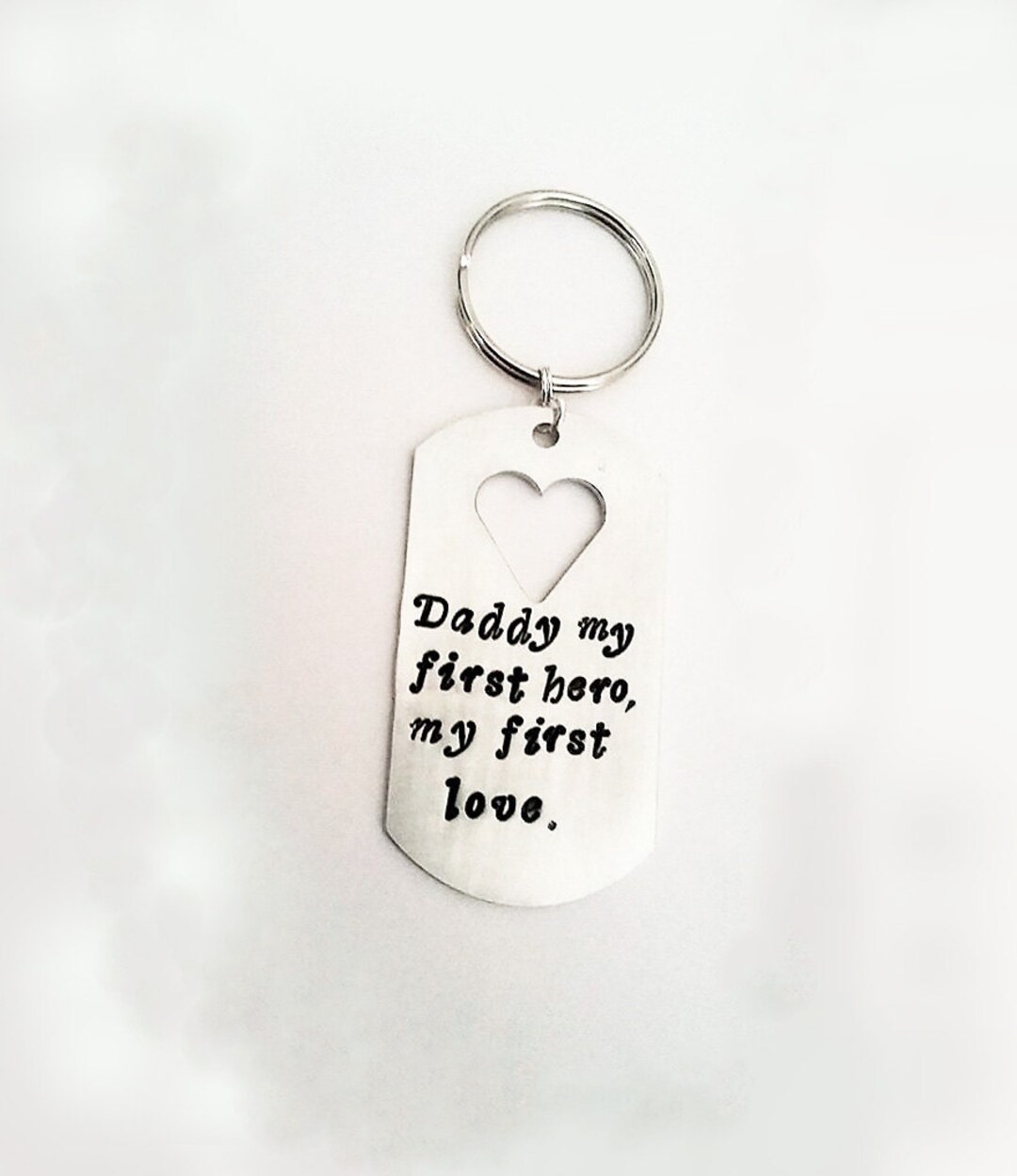 Daddy Gift for Him, Personalized Keychain, Heart Cut Out Keyring for ...