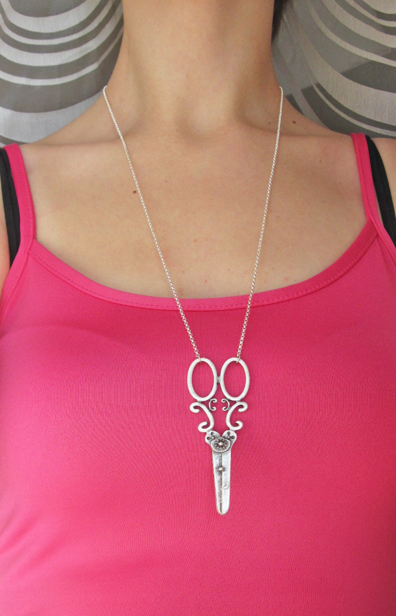 Scissors Necklace Silver Scissors Necklace Big Scissors - Etsy