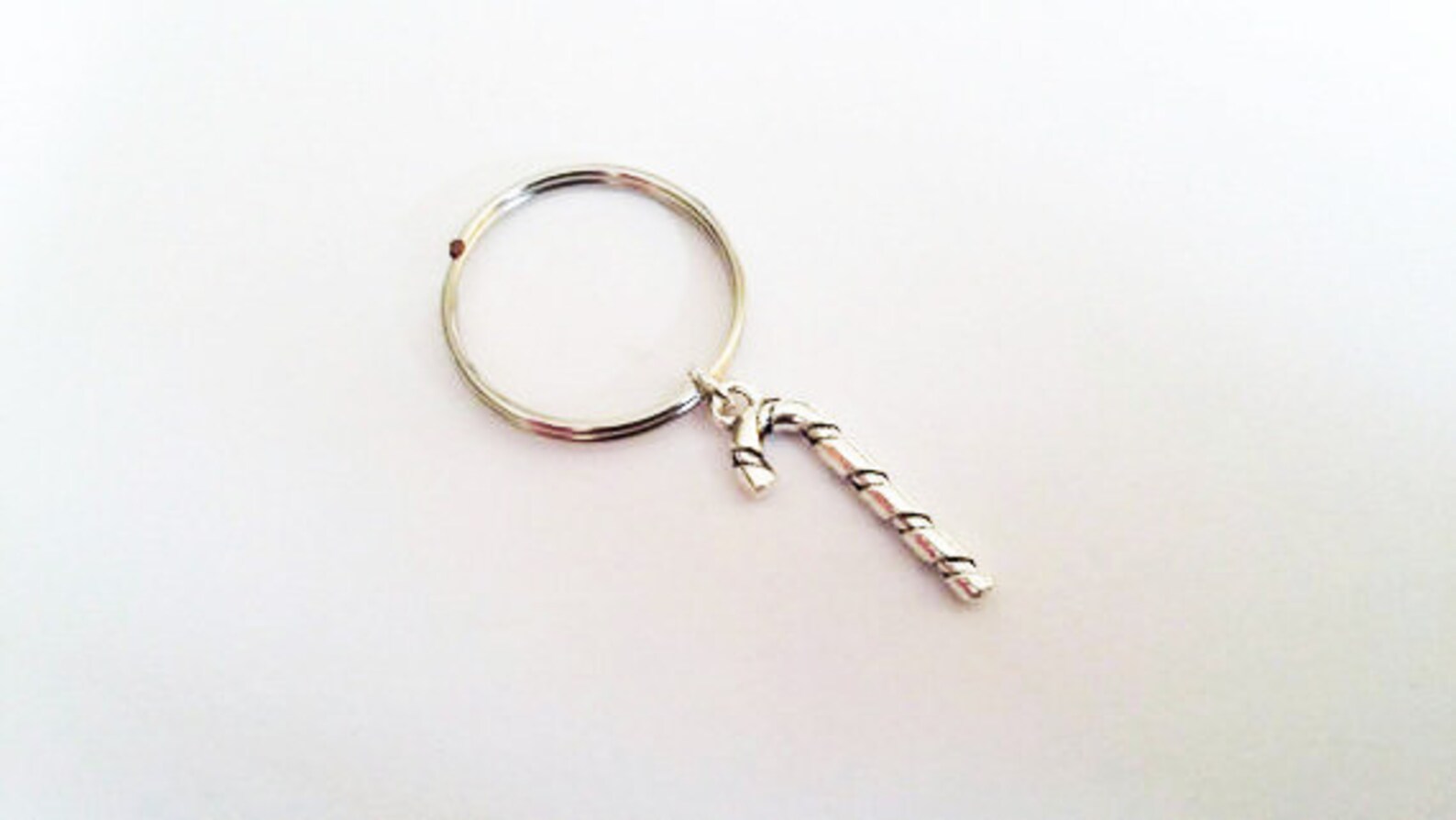 Candy Cane Keychain Silver Keychain Christmas Candy Cane - Etsy
