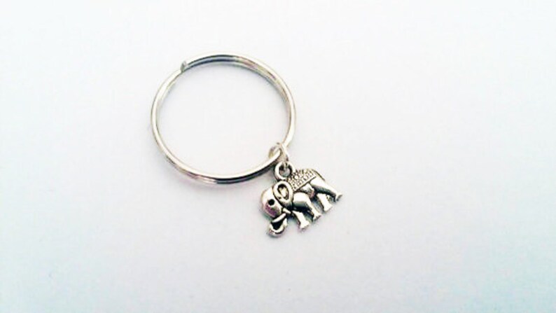 Tiny Elephant Keychain Silver Keychain Elephant Charm - Etsy