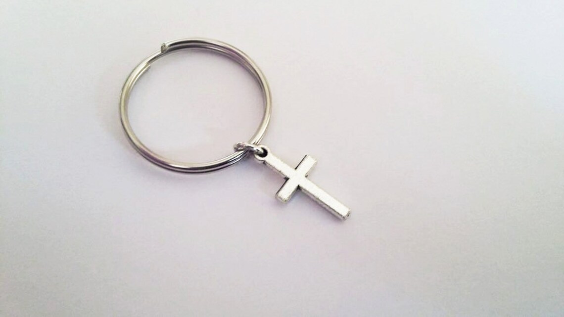 Tiny Cross keychain silver cross pendant communion gift | Etsy