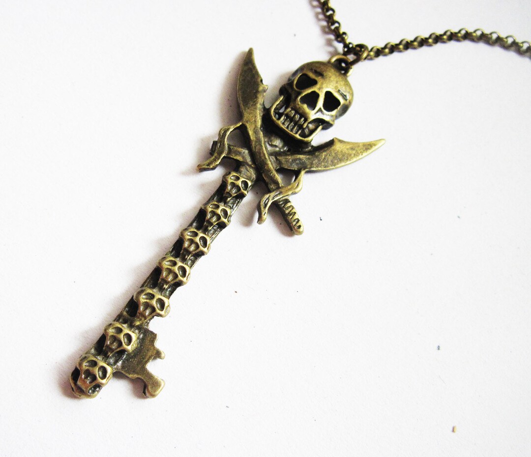 Skull Key Necklace, Skeleton Key Necklace, Key Pendant, Skull Jewelry ...