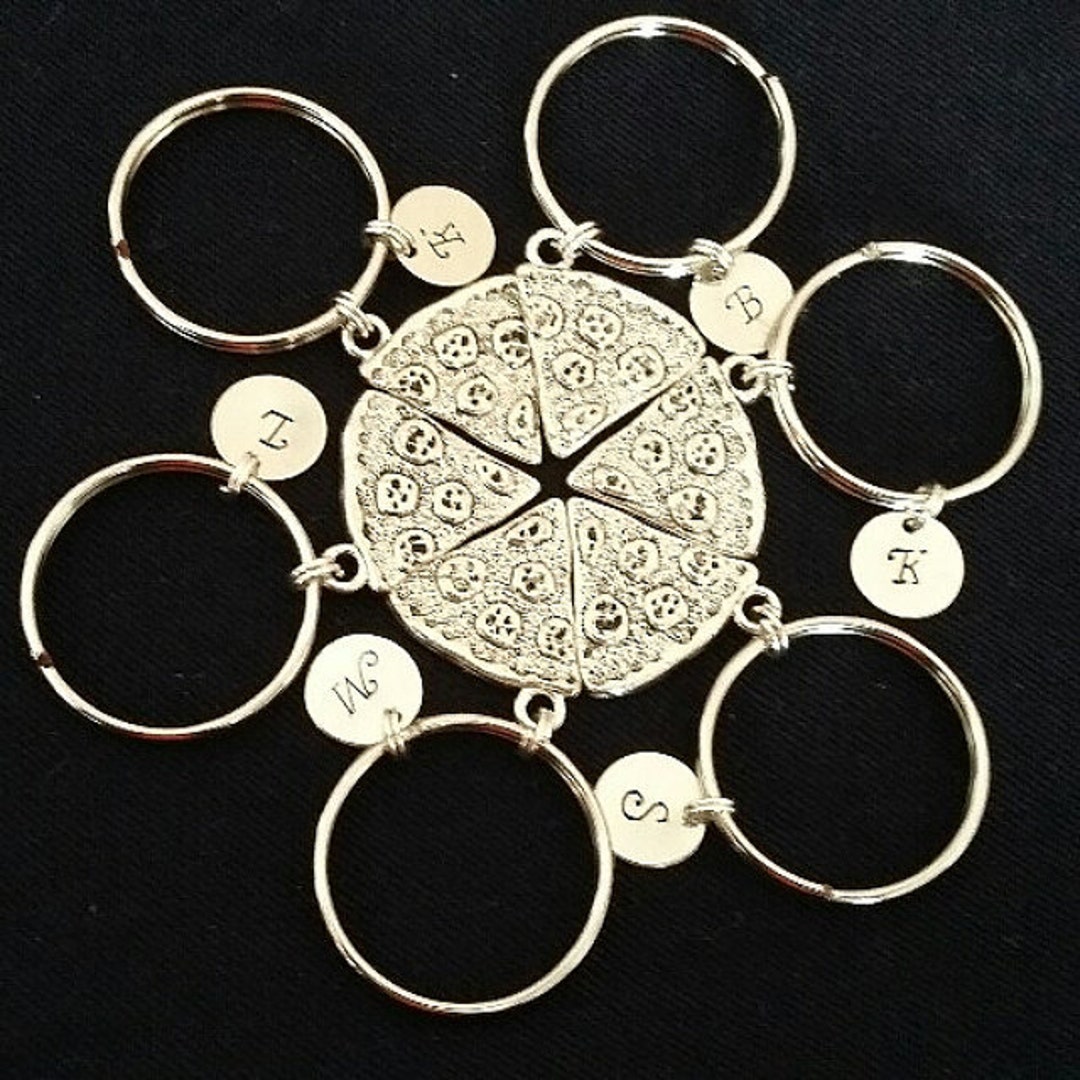 Pizza Keychain, Pizza Friendship Keychain, Initial Keychain, Initial ...