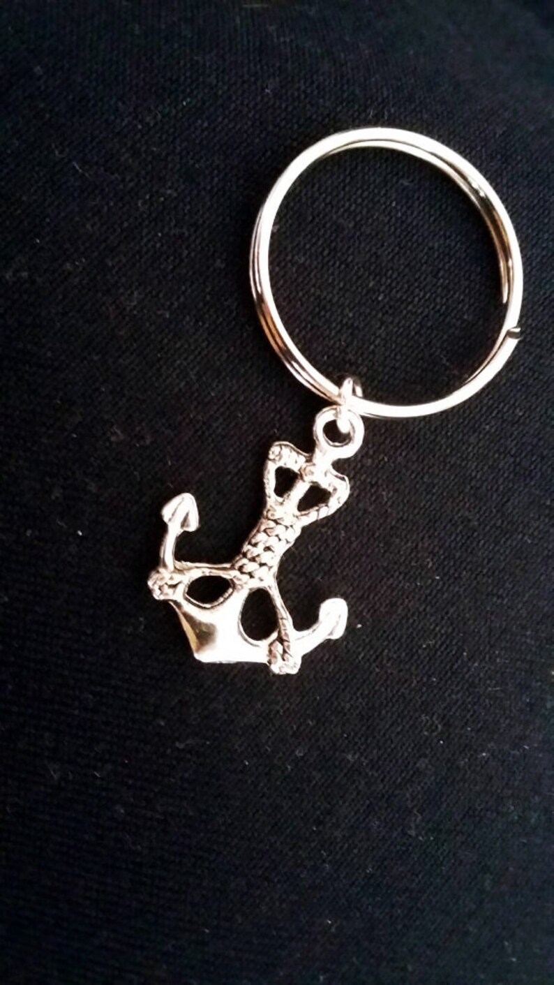 Anchor Keychain Roped Anchor Charm Silver Keychain Silver - Etsy