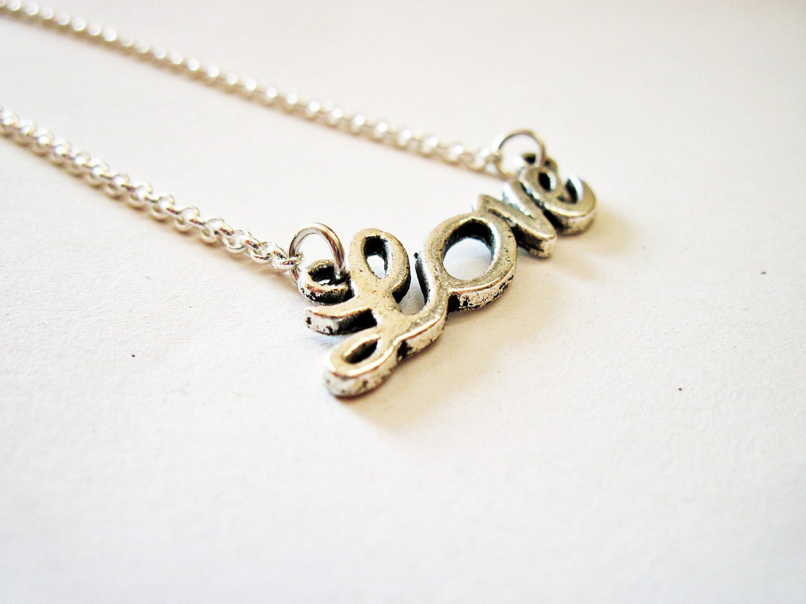 Silver Love Necklace Love Word Necklace Love Jewelry Love - Etsy