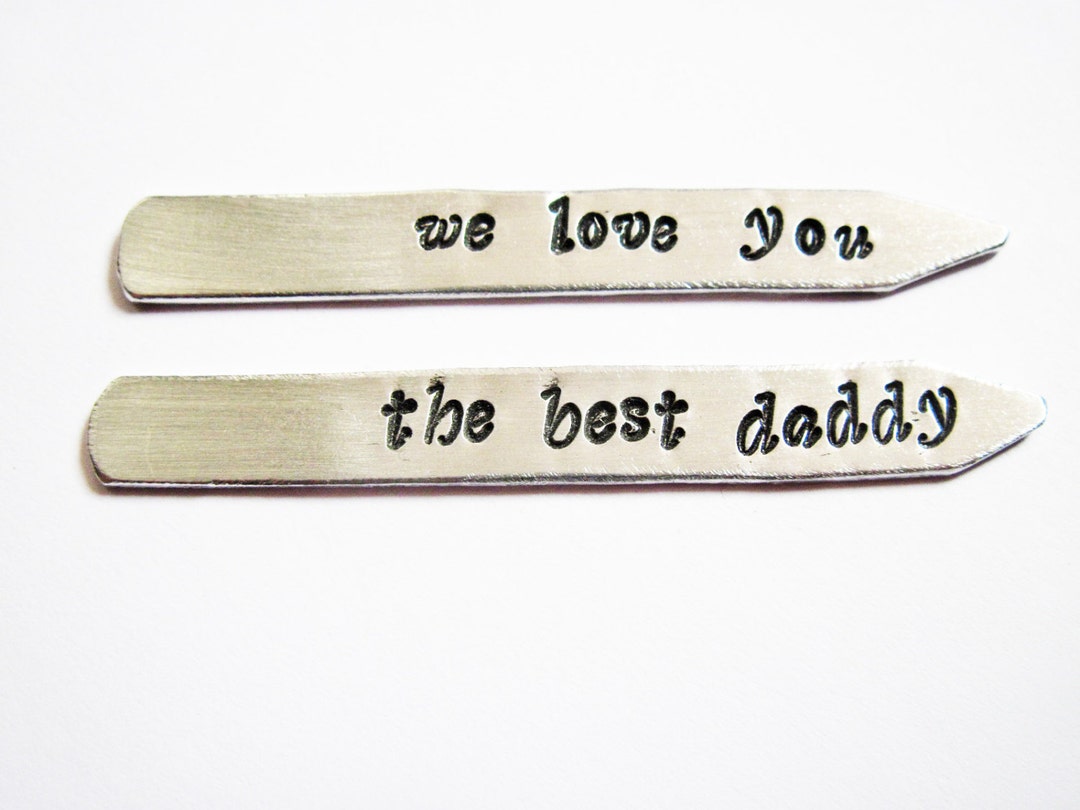Custom Collar Stays for Dad, Kids Names Personalized, Aluminum Mens ...