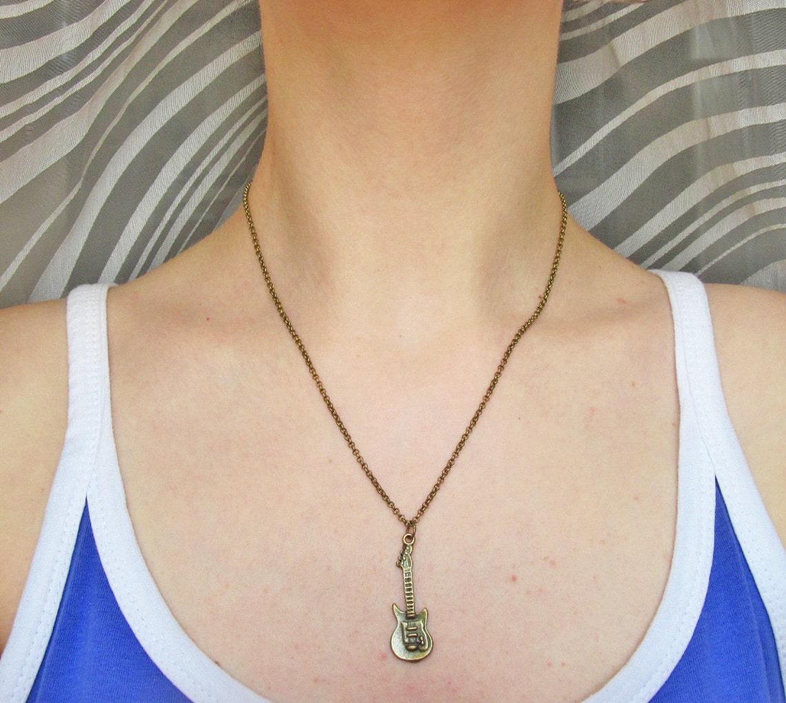 Guitar Necklace Rock & Roll Jewelry Rockstar Necklace | Etsy