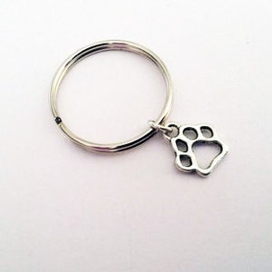 Dog Paw Keychain, Silver Key Chain, Tiny Paw Key Ring, Paw Print ...