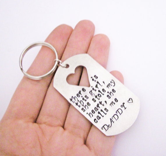 Fathers Keychain Set Daddy Daughter Necklace Keychain Heart - Etsy