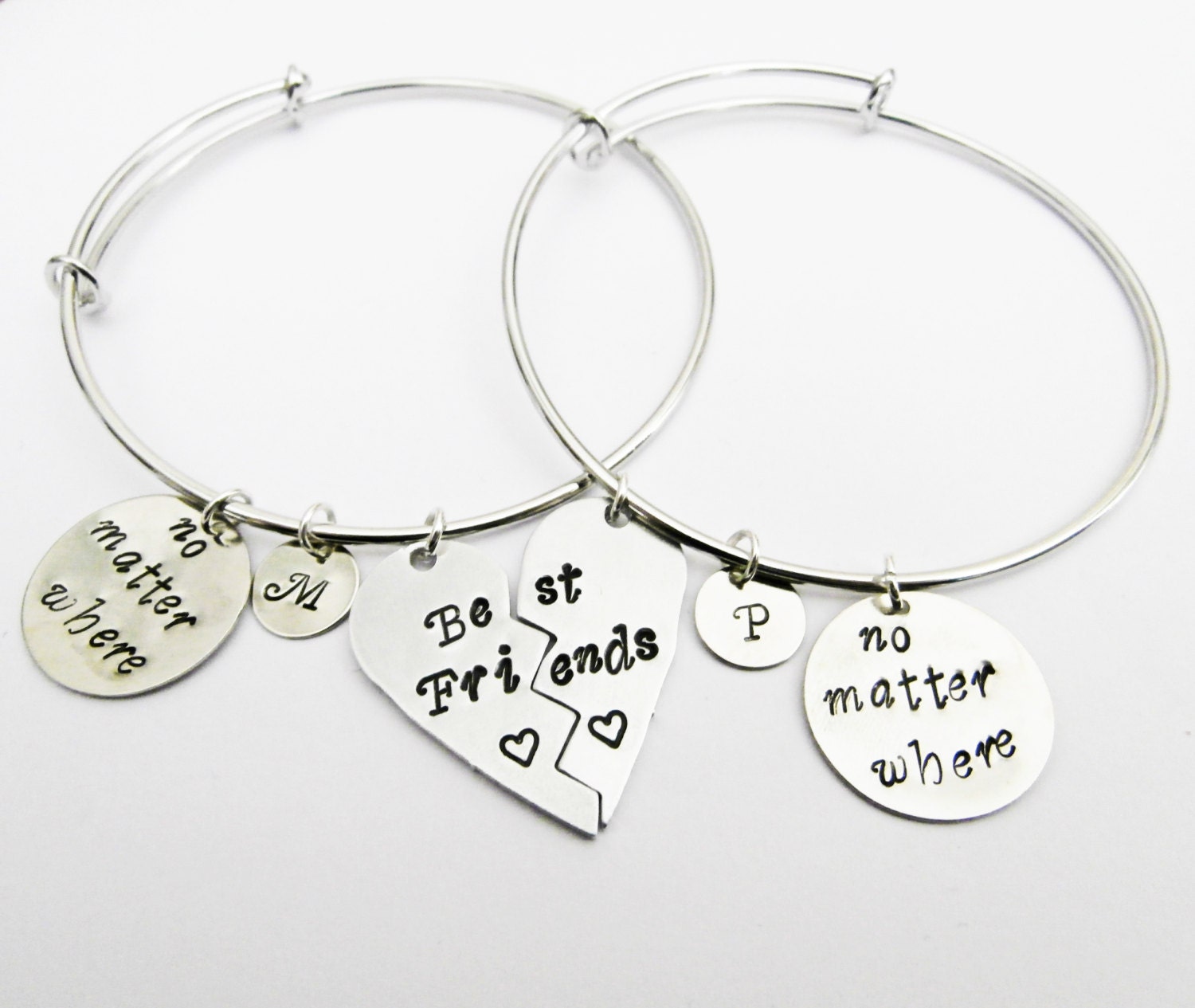 Best Friends Bangle Bracelet Set 2 Friendship Bracelets Half - Etsy