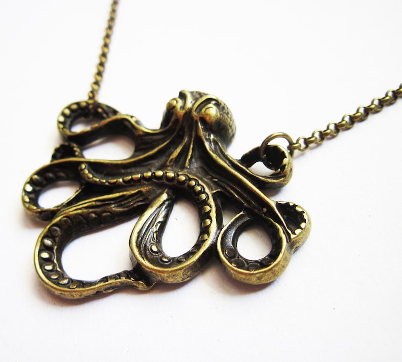 Brass Octopus Necklace Octopus Jewelry Necklace Large - Etsy