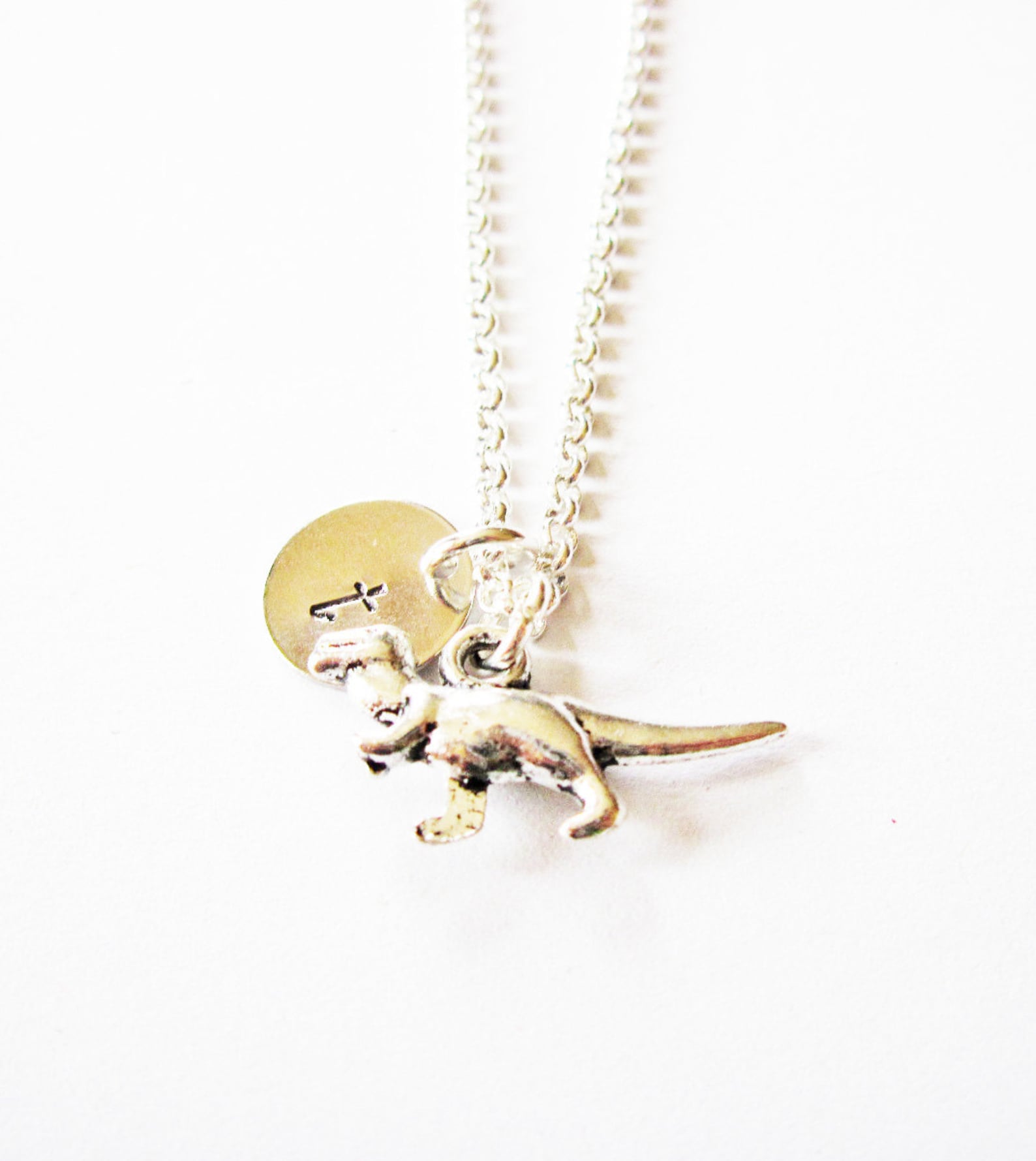T-rex Necklace Trex Necklace T Rex Dino Necklace Initial - Etsy