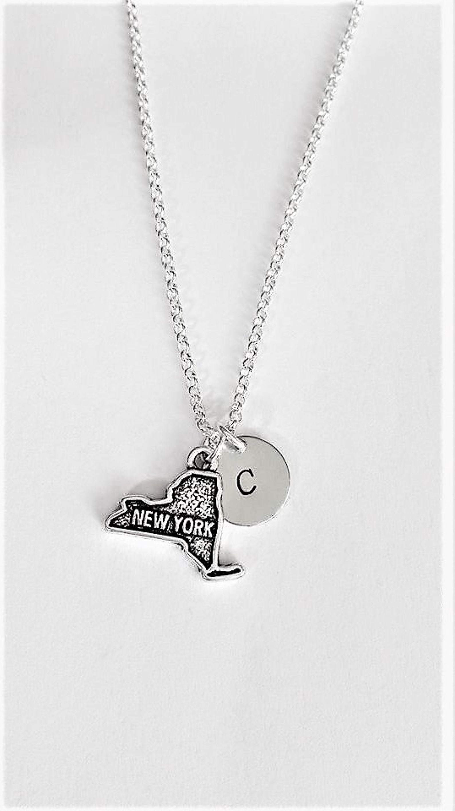 New York Necklace Personalized Initial Necklace New York - Etsy