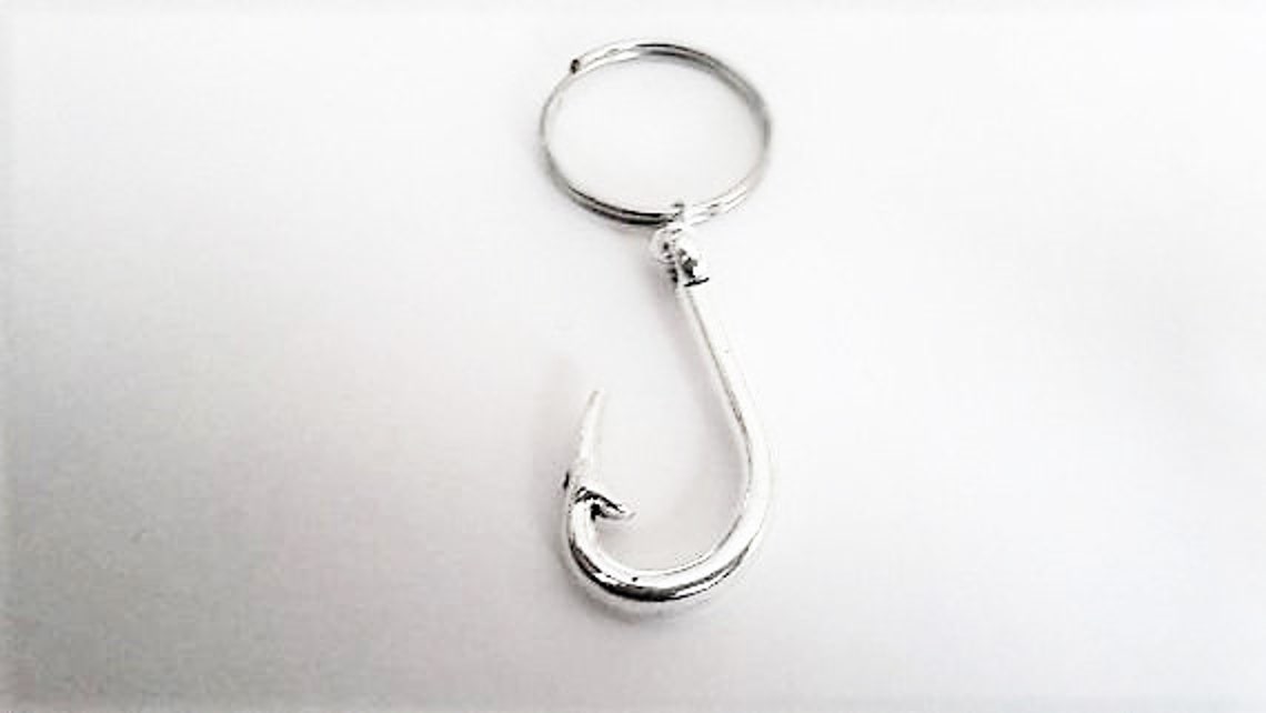 Fish Hook Keychain Fish Lure Keychain Silver Keychain Fishing - Etsy