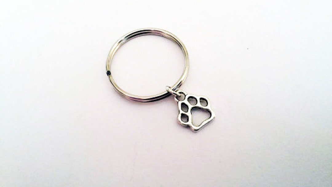 Dog Paw Keychain, Silver Key Chain, Tiny Paw Key Ring, Paw Print ...