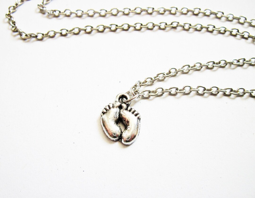 Baby Feet Necklace, Baby Shower Gift, Silver Necklace, Children Foot ...