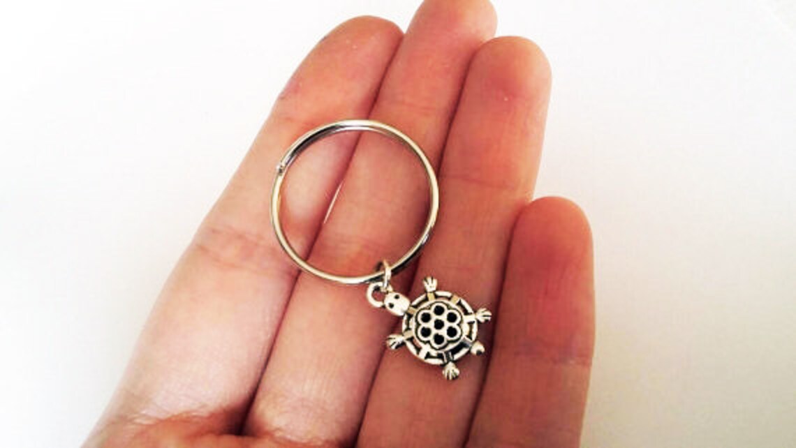Turtle Keychain Tortoise Keychain Silver Keychain Turtoise - Etsy