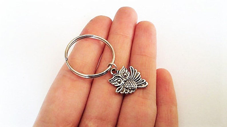 Owl Keychain Silver Keychain Owl Charm Owl Key Ring - Etsy