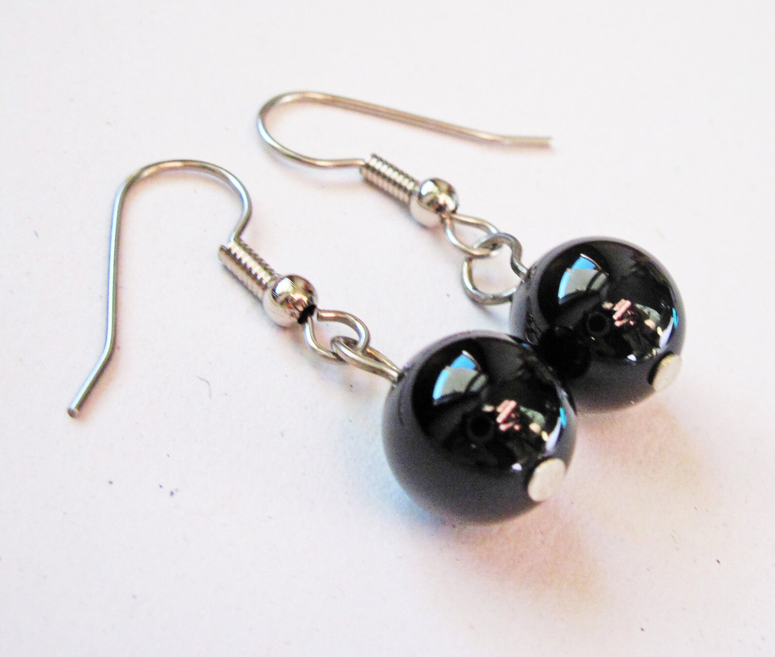 Black Beaded Earrings, Black Dangle Earrings, Elegant Earrings, Tiny ...