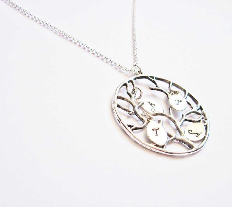 Family Tree Necklace Personalized Necklace Initial Necklace - Etsy
