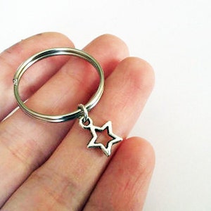 Star Keychain, Silver Keychain, Star Charm, Star Key Ring, Star Key Fob ...