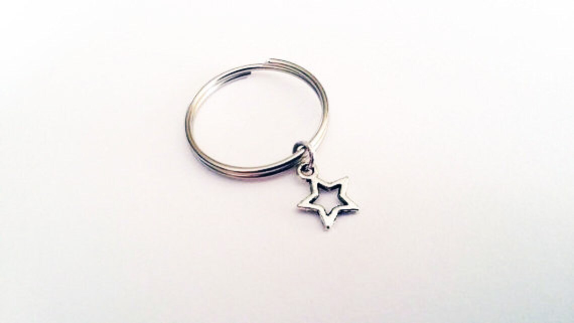 Star Keychain Silver Keychain Star Charm Star Key Ring | Etsy