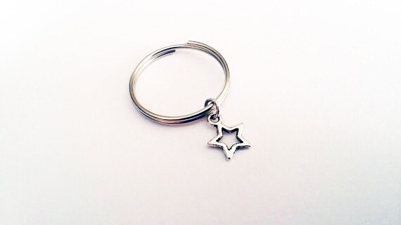 Star Keychain Silver Keychain Star Charm Star Key Ring | Etsy