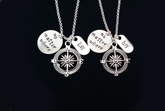 2 Best Friend Necklace Matching Friendship Necklace Compass Necklace No Matter Where Gay Lesbian Necklace Relationship Jewelry Personalized Etsy