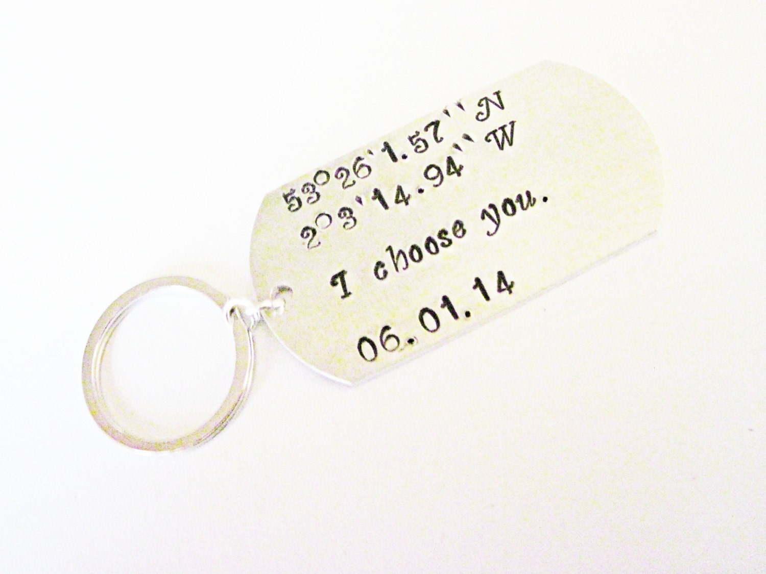 Personalized keychain hand stamped key chain wedding vows I | Etsy