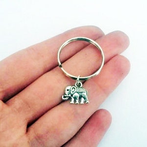 Tiny Elephant Keychain, Silver Keychain, Elephant Charm, Ornate ...