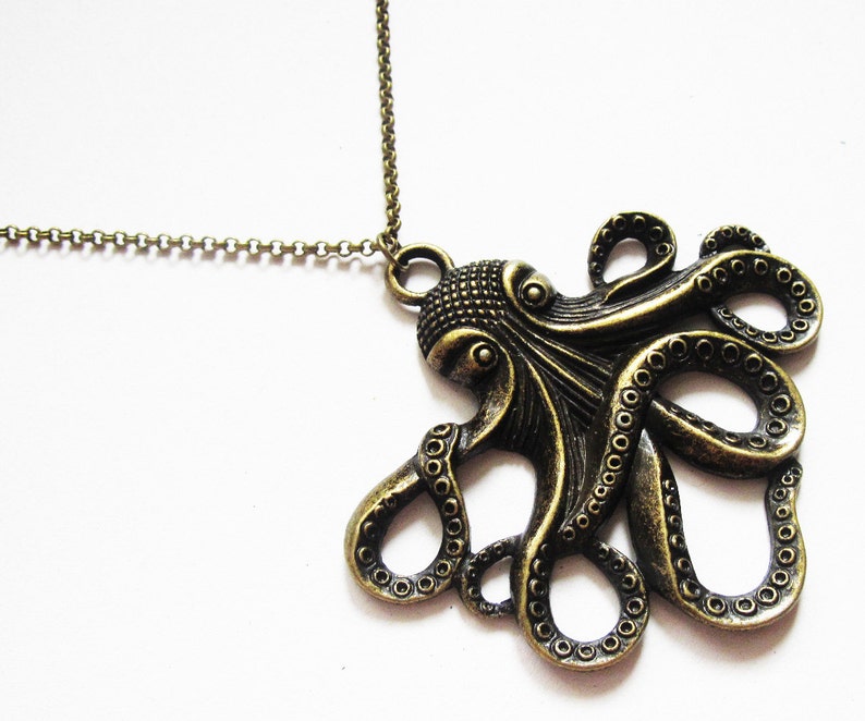 Octopus Necklace Brass Octopus Necklace Octopus Jewelry - Etsy