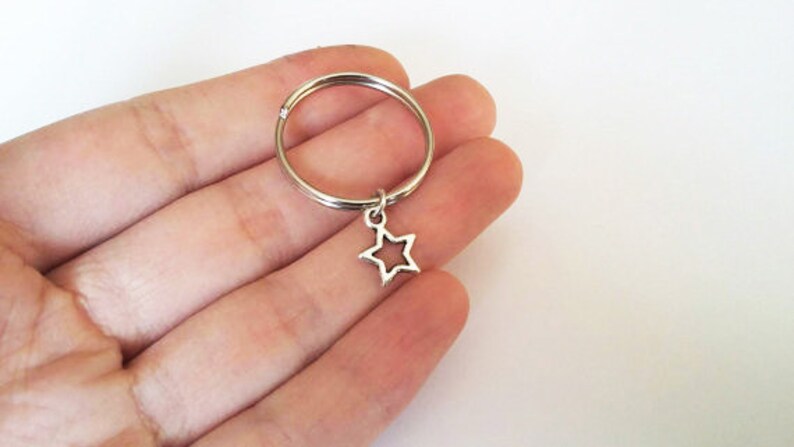 Star Keychain Silver Keychain Star Charm Star Key Ring | Etsy