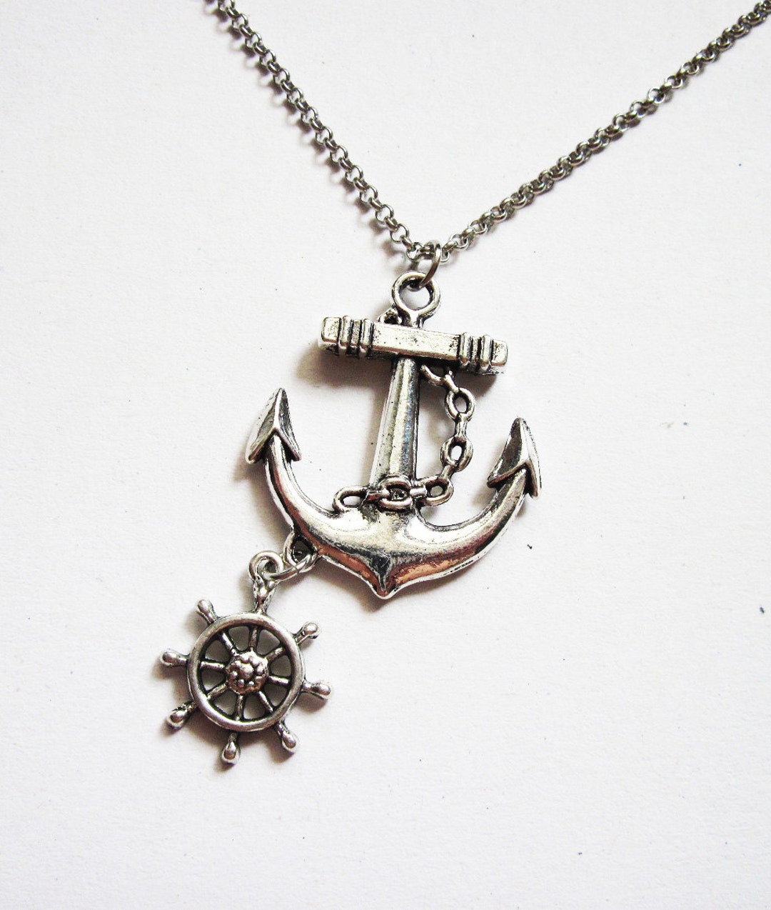 Anchor Necklace, Nautical Jewelry, Sea Necklace, Beach Jewelry, Silver ...