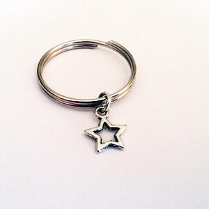 Star Keychain, Silver Keychain, Star Charm, Star Key Ring, Star Key Fob ...