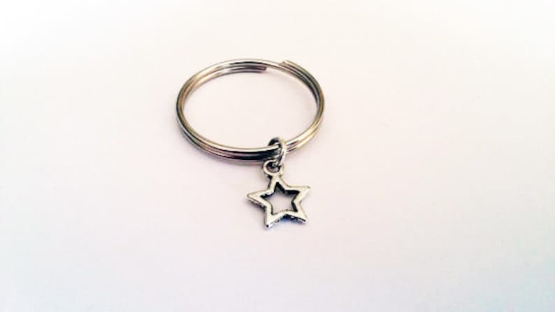 Star Keychain Silver Keychain Star Charm Star Key Ring | Etsy